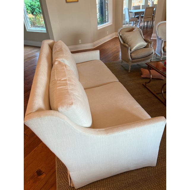 Lam Bespoke Custom White Performance Fabric Sofa | Chairish