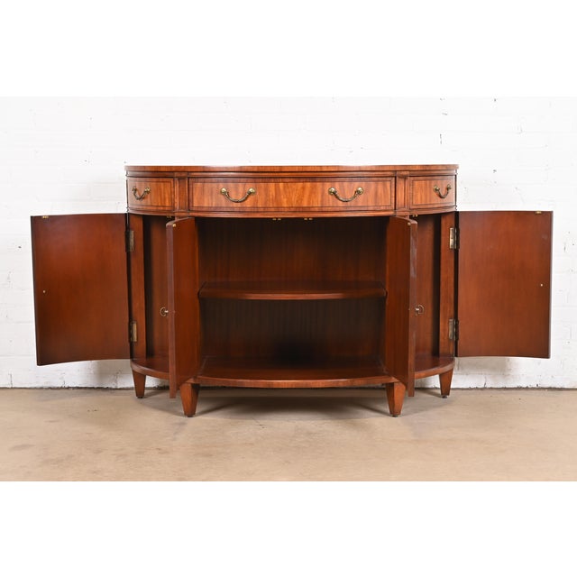 Ethan Allen Regency Inlaid Mahogany Demilune Sideboard or Bar Cabinet ...