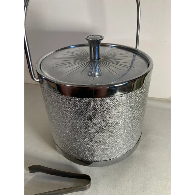 Vintage Mid-Century Modern Chrome Metal Atomic Starburst Lid Ice Bucket ...