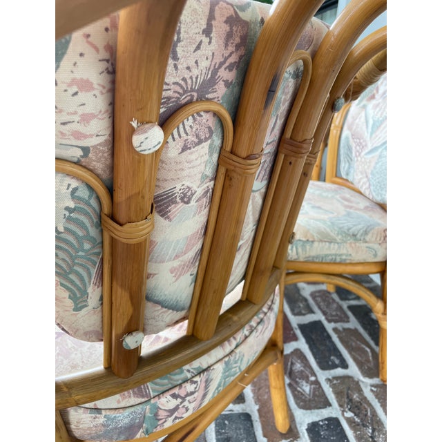 Vintage Set of 4 Coastal Rattan Dining Chairs With Curved Backs and ...
