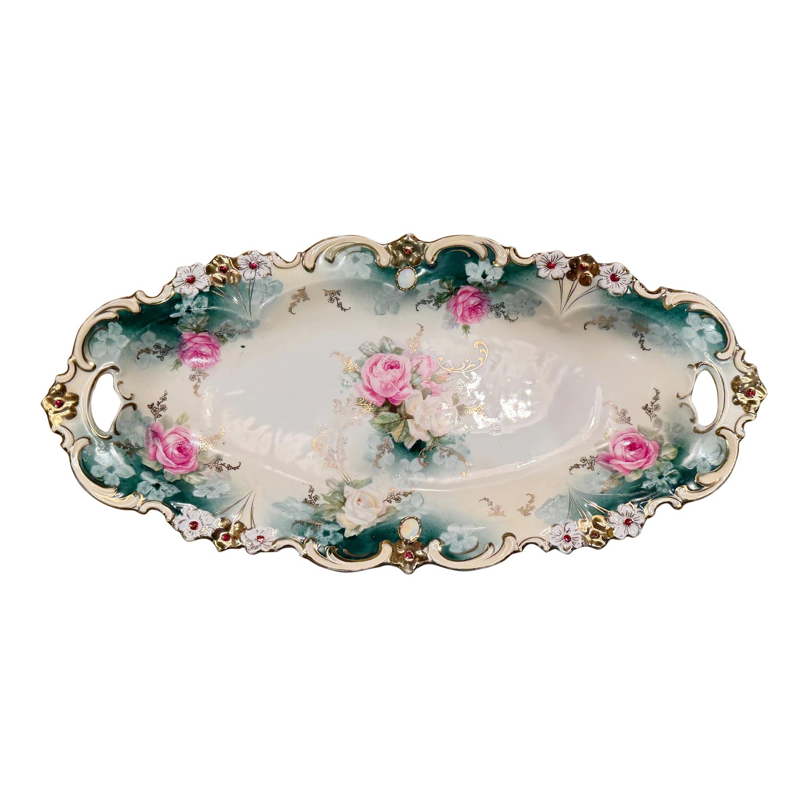 Antique Rs Prussia Rose Porcelain Celery/Relish Dish | Chairish