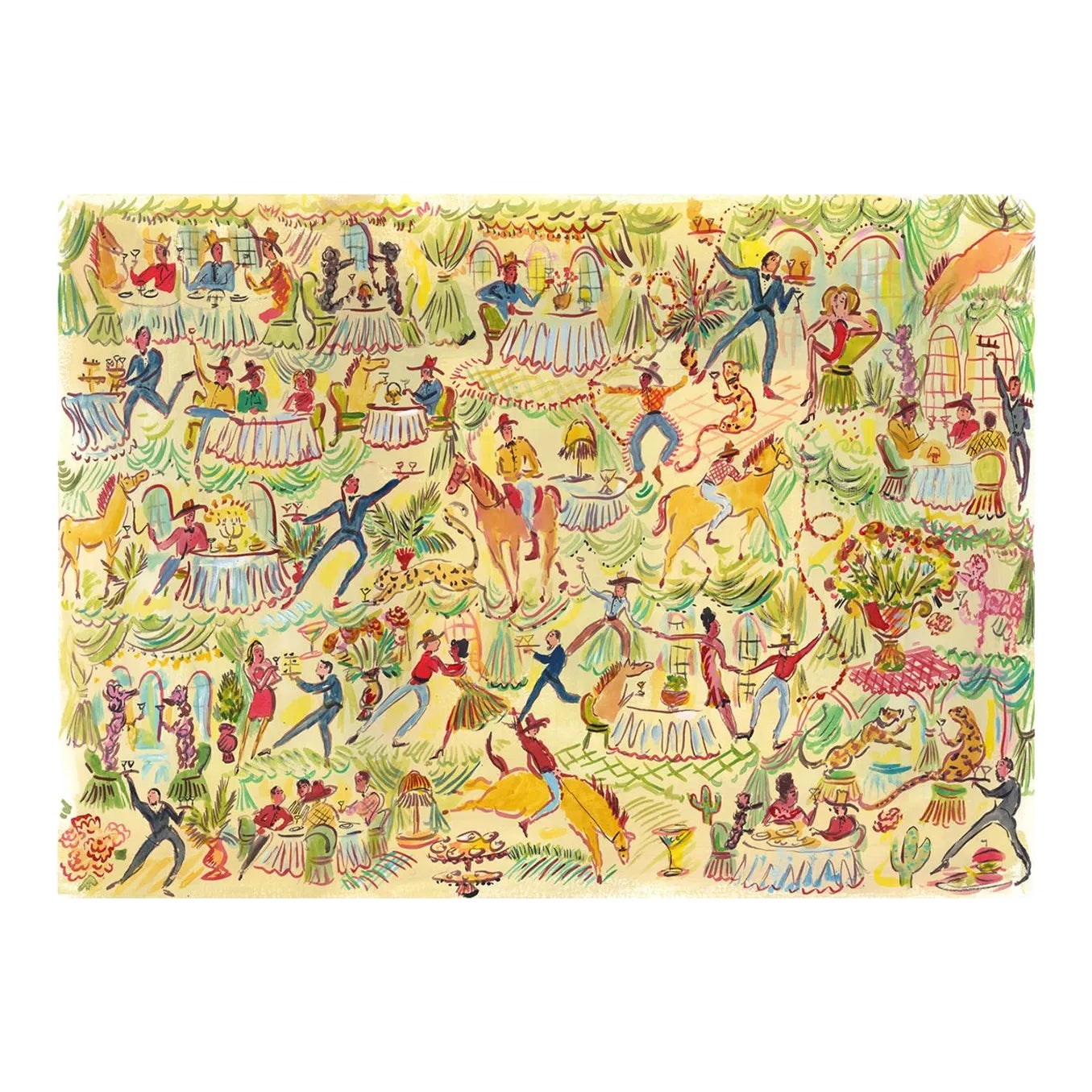 Cowboys and Horses by Candlelight Dinner Print by Pauline de Roussy de ...