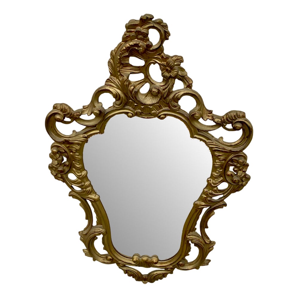 Vintage Baroque Mirror in Gilded Wood, 1980s | Chairish