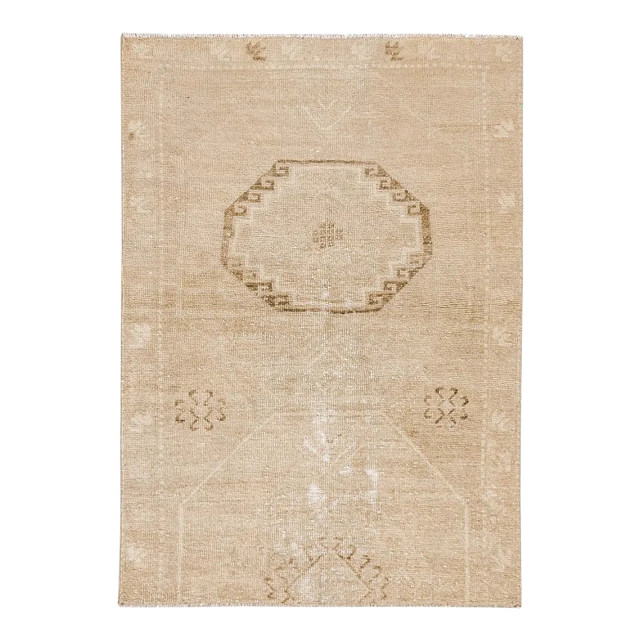Small Vintage Washed Out Wool Rug | Chairish
