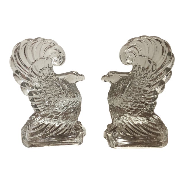 1970's Mid-Century Modern Glass Griffin Bookends - a Pair | Chairish