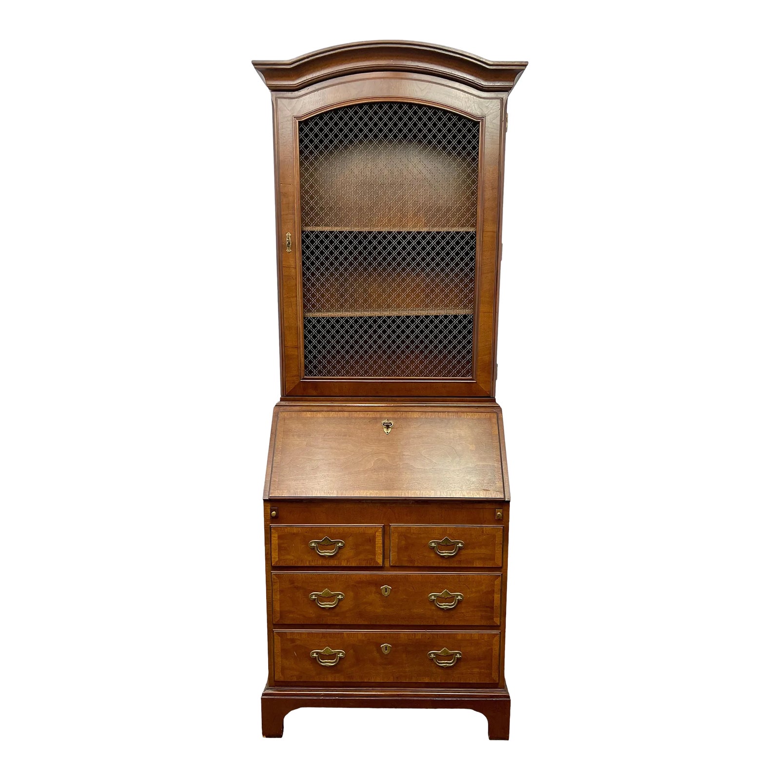 Vintage Henredon Folio Four Chippendale Style Banded Walnut Secretary ...