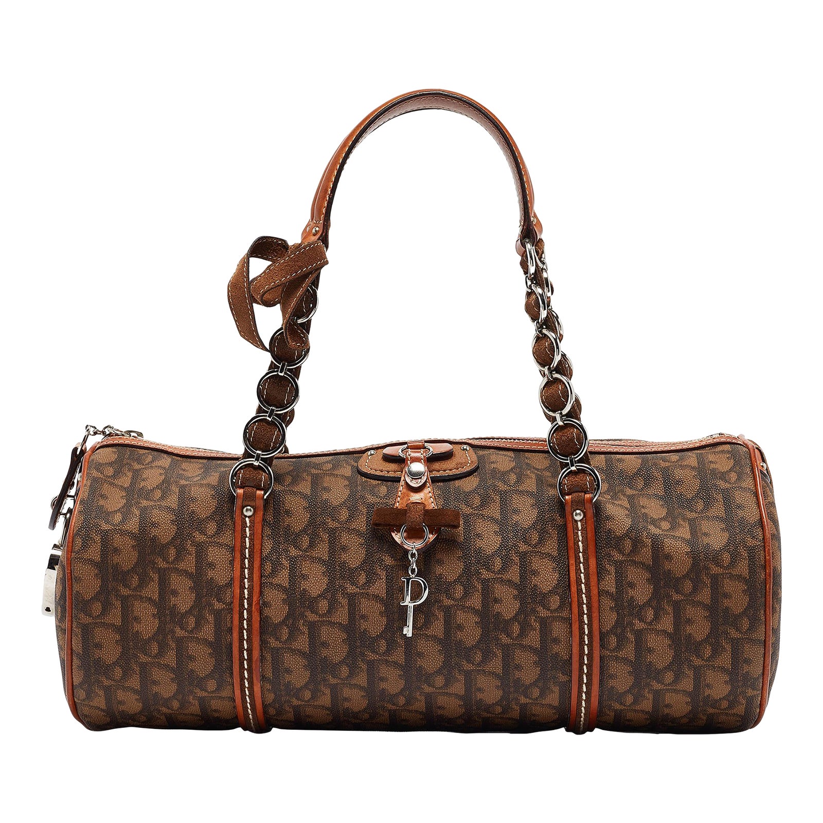 Dior Brown Oblique Coated Canvas Romantique Satchel | Chairish