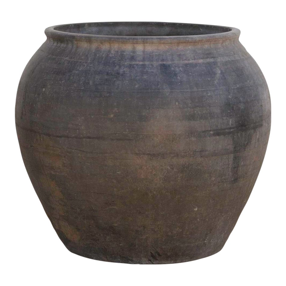 Weathered Gray Clay Pot | Chairish
