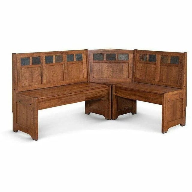 Light Brown Wood Breakfast Nook Set With Storage Bench - Set of 3 ...