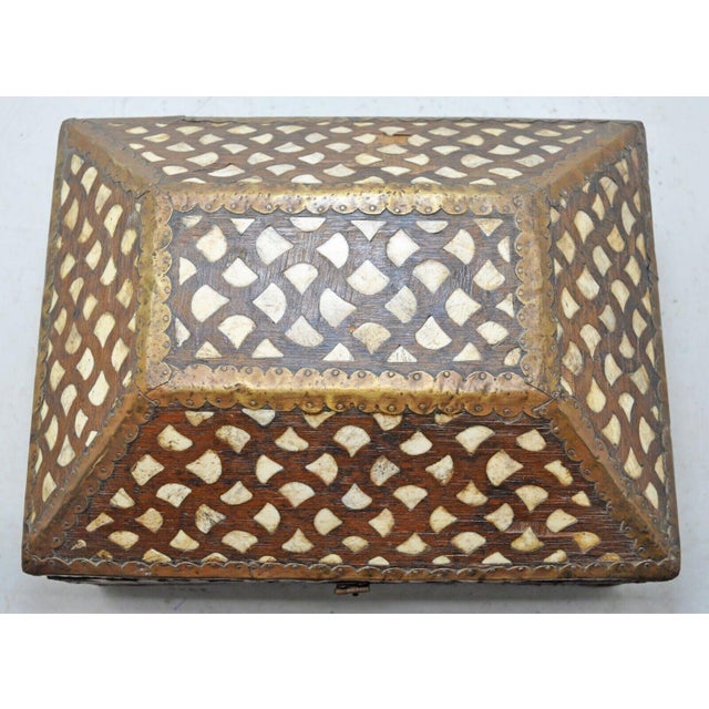 Antique Hand-Crafted Decorative Box With Distinctive Bone Inlay Pattern ...