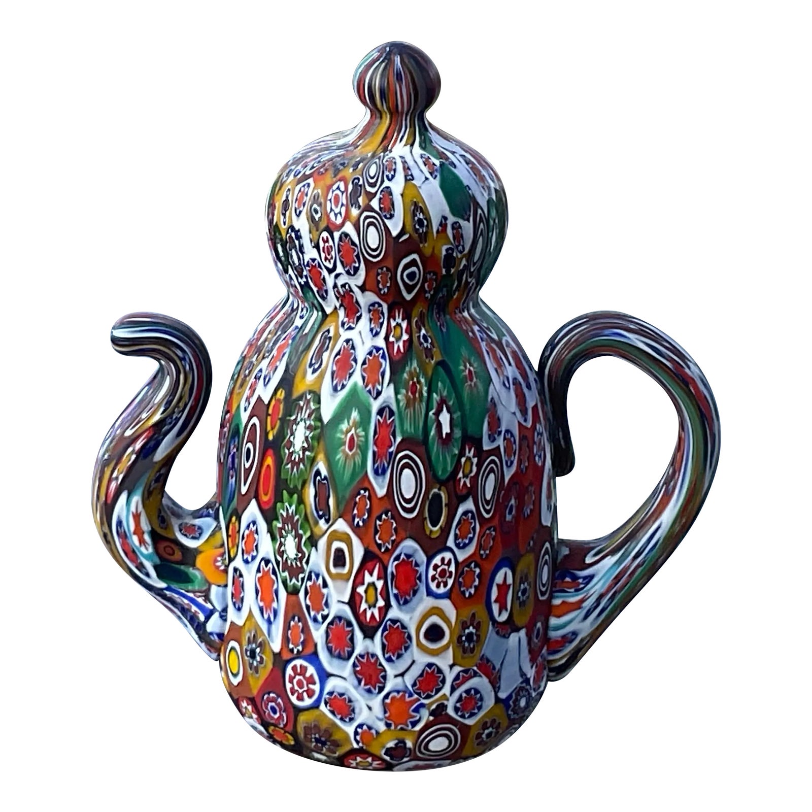 Vintage Fratelli Toso Mid-Century Millifiore Teapot Paperweight | Chairish