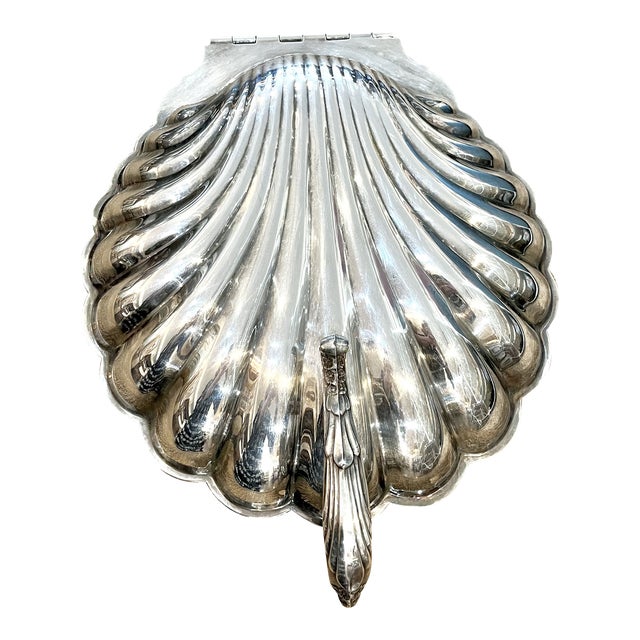 Large Size Vintage Hollywood Regency Style Silver Plate Shell Double ...