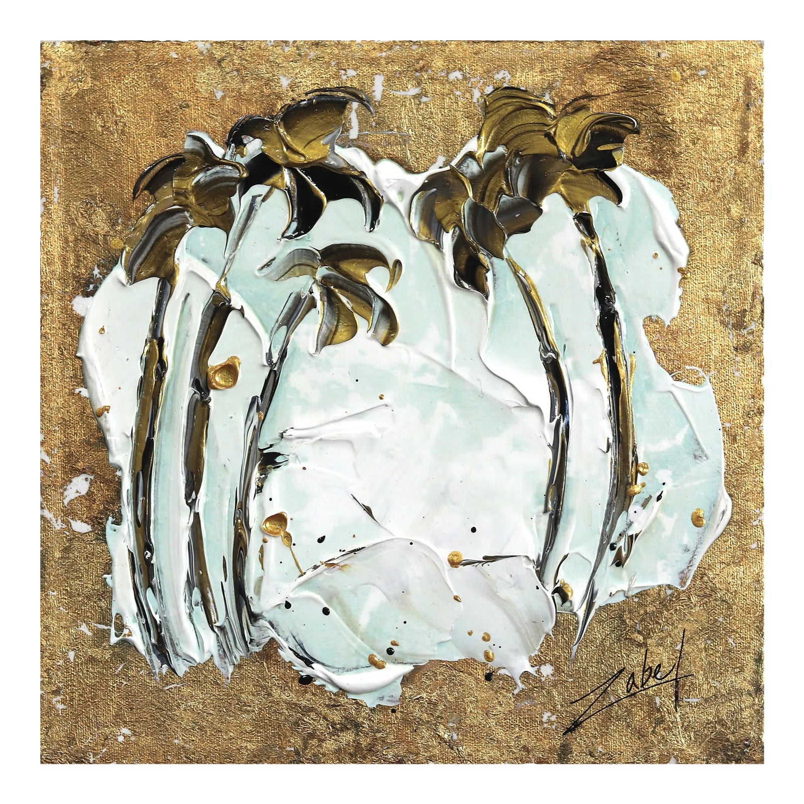 Golden Palms #2 - Modern Textural Abstract Original Artwork by Zabel ...
