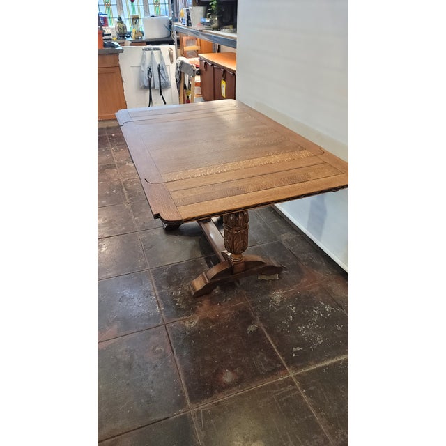 Antique English Oak Draw Leaf Table Hand Carving Jacobean Pineapple ...