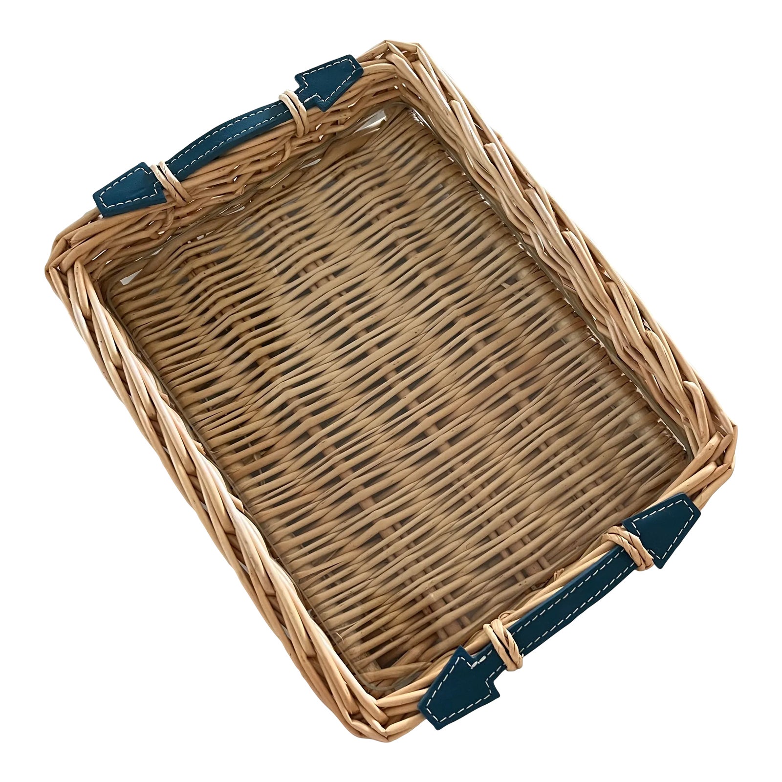 Small Rectangle Blue Osier Tray | Chairish