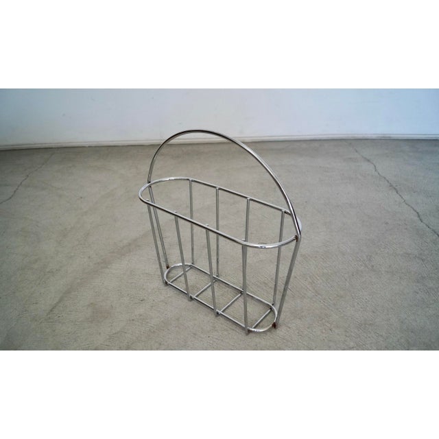 1970's Art Deco Chrome Magazine Rack | Chairish