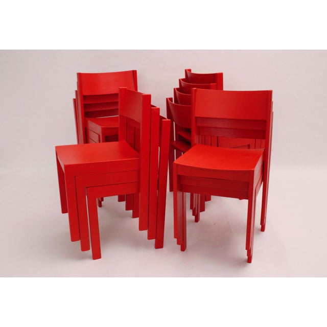 Mid-Century Modern Red Dining Chairs, Set of 14 | Chairish