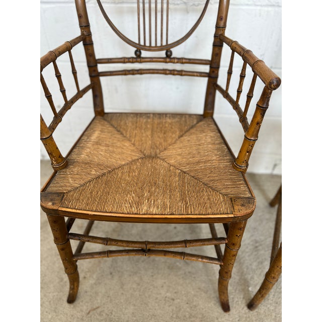 Set of 6, 19th Century Simulated Bamboo Original Paint Primitive Dining ...