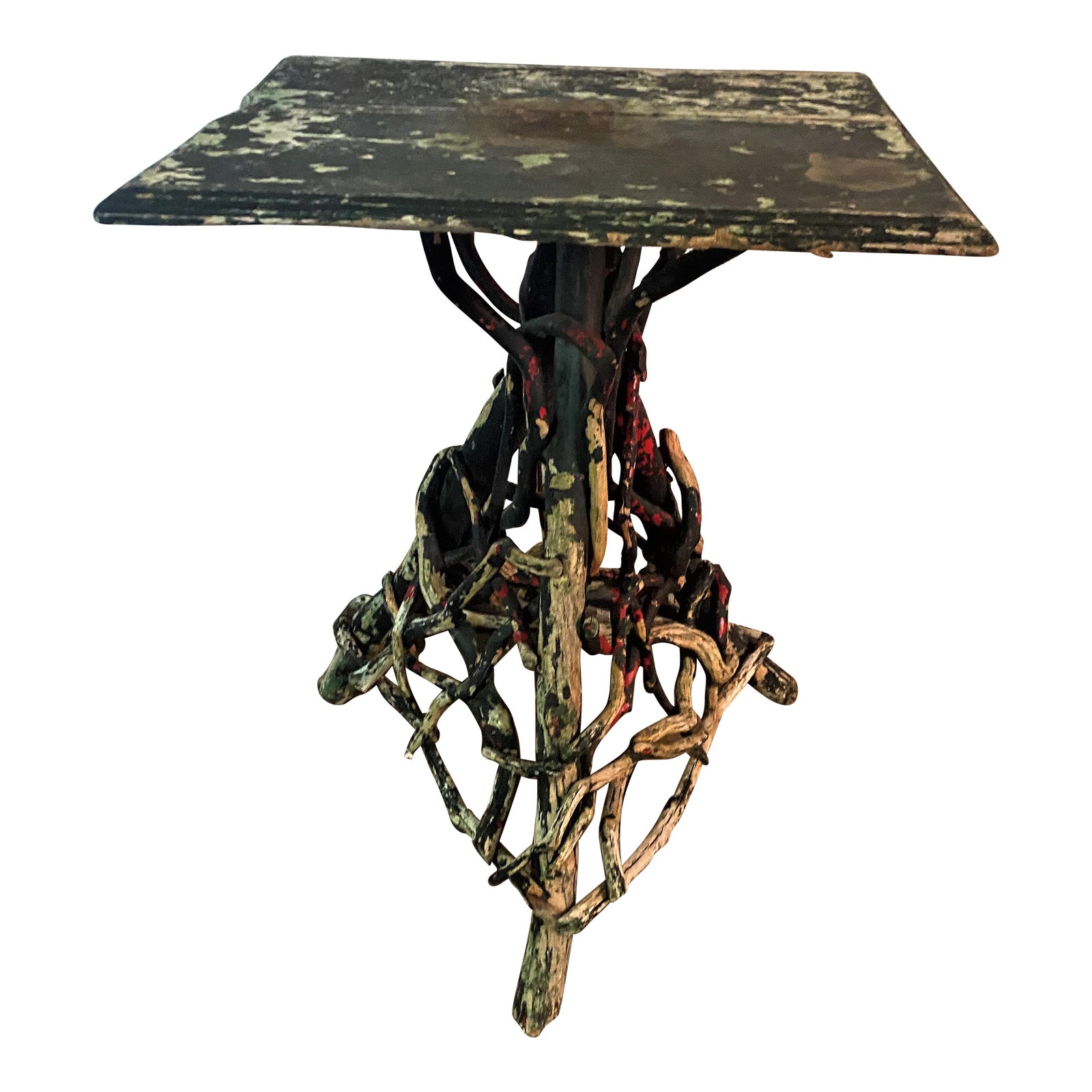19th C Adirondack Handmade Cabin Shabby Chic Twig Vine Plant Stand Lamp ...