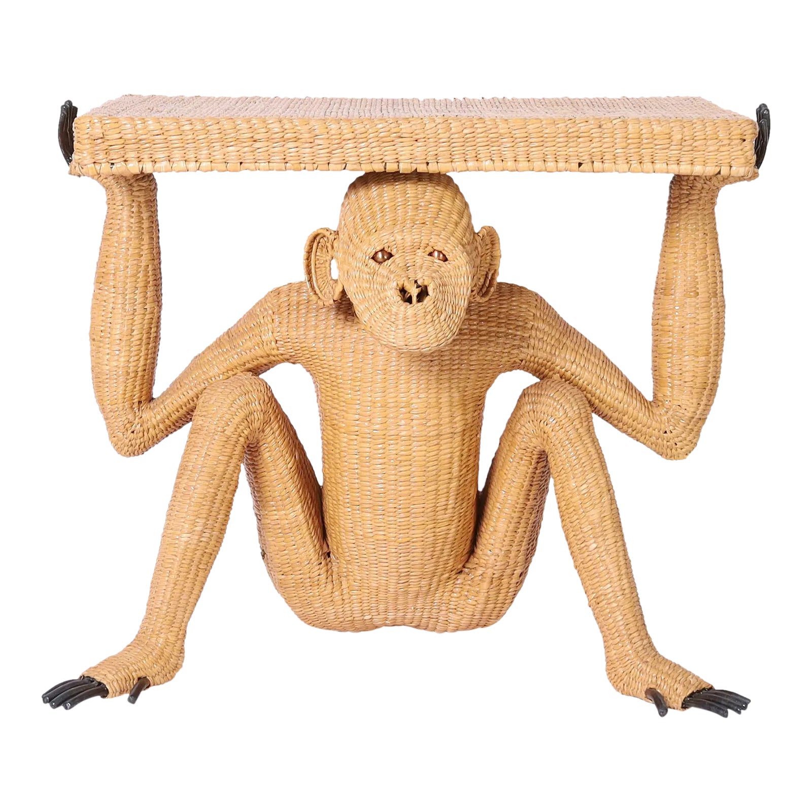 Mario Torres Mid Century Wicker Monkey Console | Chairish