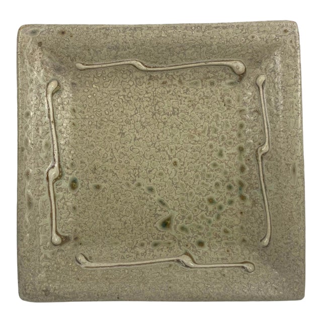 Vintage Handmade Square Pottery Plate | Chairish