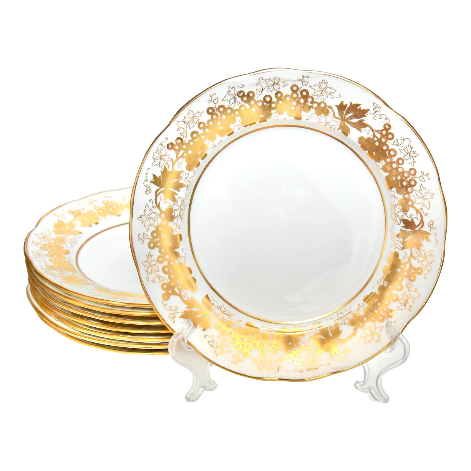 Vintage Hammersley Gilded Plates- Set of 8 | Chairish