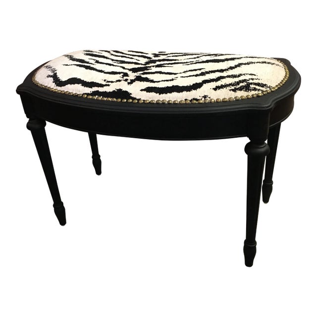 Zebra Print With Brass Nailhead Black Painted Bench | Chairish