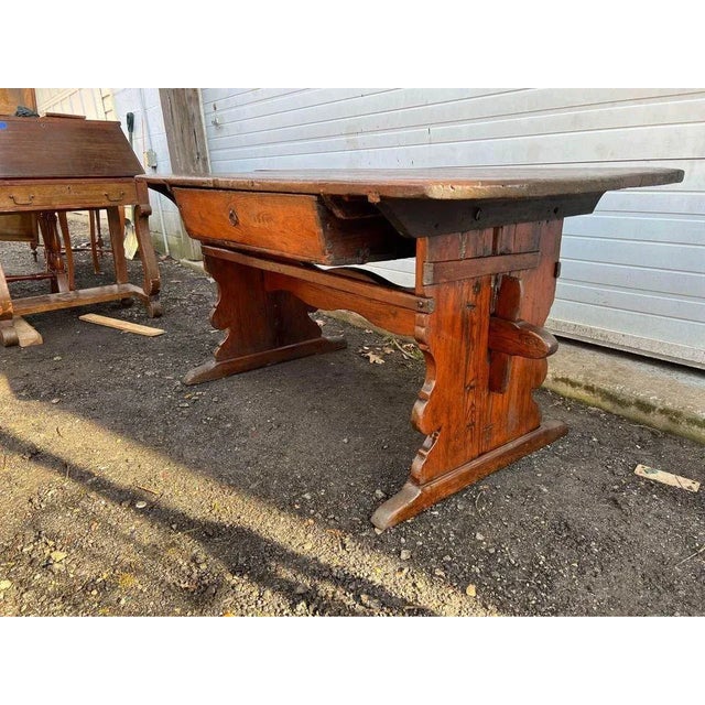 Antique Early Primitive Farm Trestle Dining Table., Early 19th Century ...