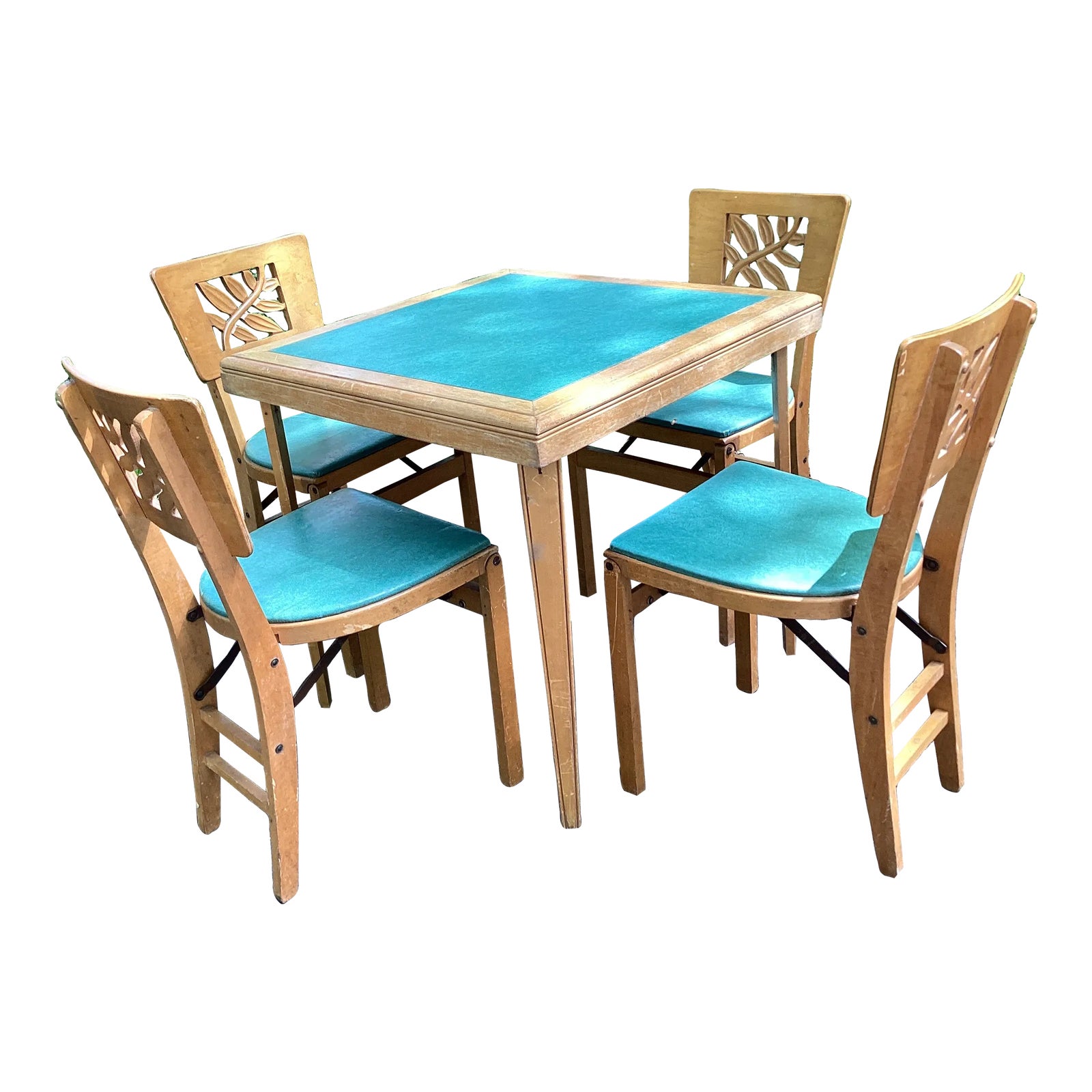 1950s Midcentury Modern Maple Folding Table and Set of Four Chairs by ...