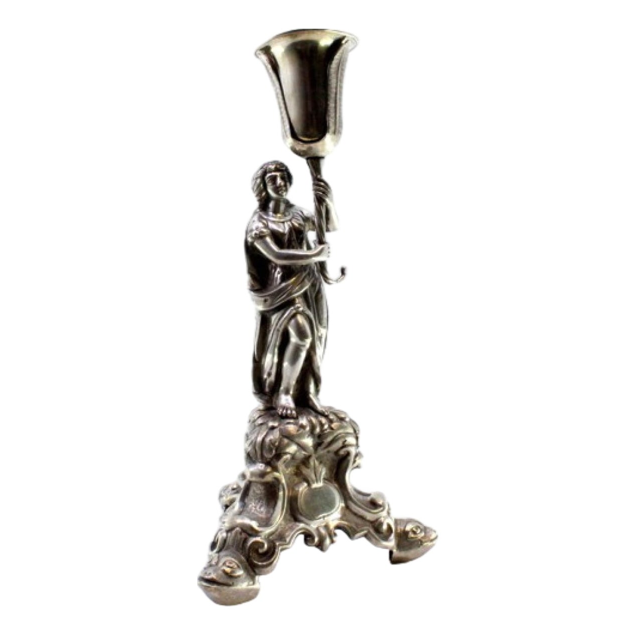 Silver Toothpick Holder with Embossed Female Figure Holding and Animal ...
