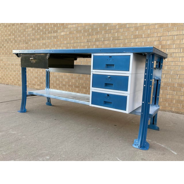 Industrial American Steel Work Table Desk From Lyon Metals Circa 1940s ...