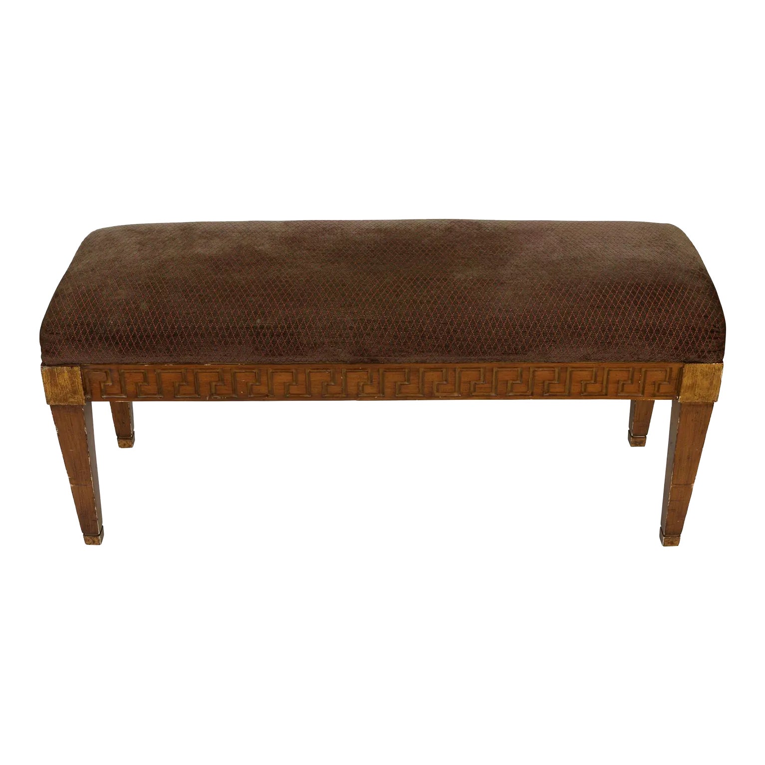 Upholstered Bench With Greek Key Detail | Chairish