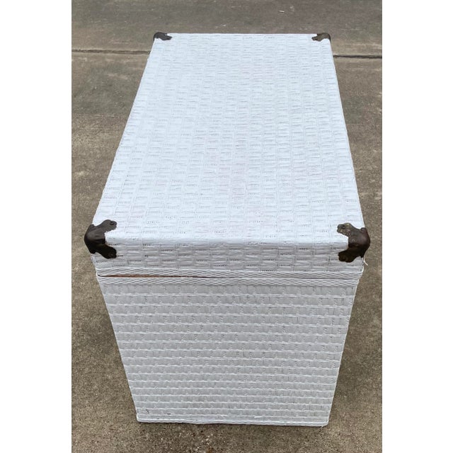 Vintage White Wicker Trunk | Chairish