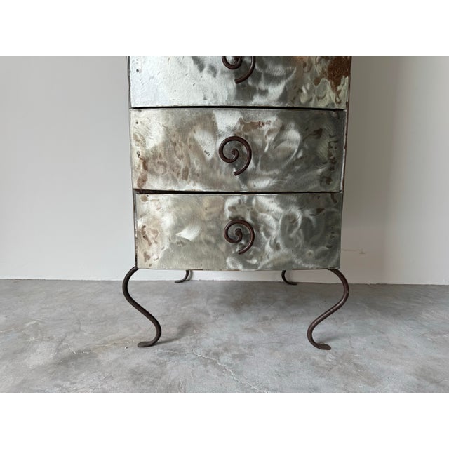 80's Postmodern Memphis - Style Brushed Metal Tall Six Drawer Chest ...