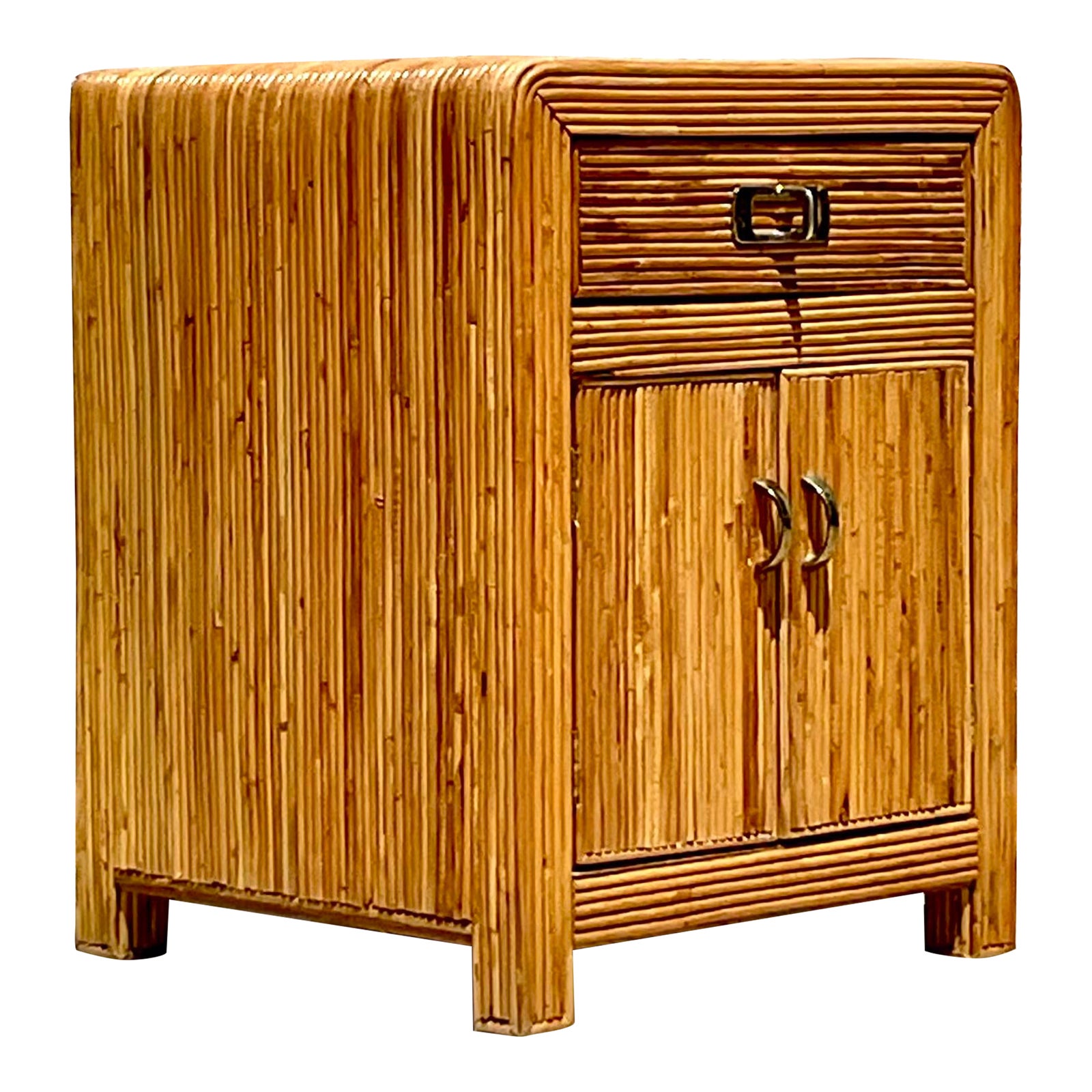 Vintage Coastal Pencil Reed Nightstand | Chairish