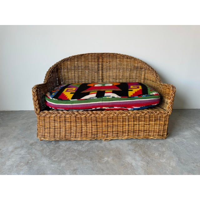 Vintage Coastal Wicker Works Braided Woven Wicker Rattan Loveseat ...