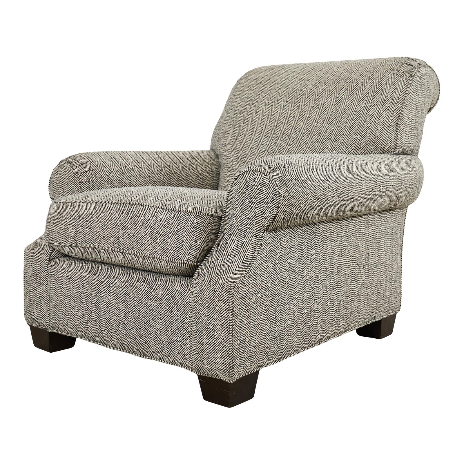 Ralph Lauren Herringbone Upholstered Lounge Chair for Henredon | Chairish