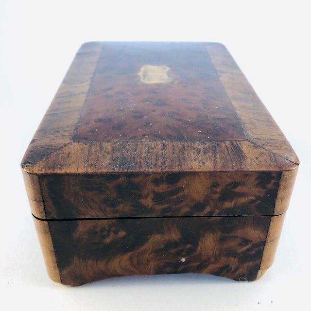 Late 1900s French Walnut Burl Music Box | Chairish
