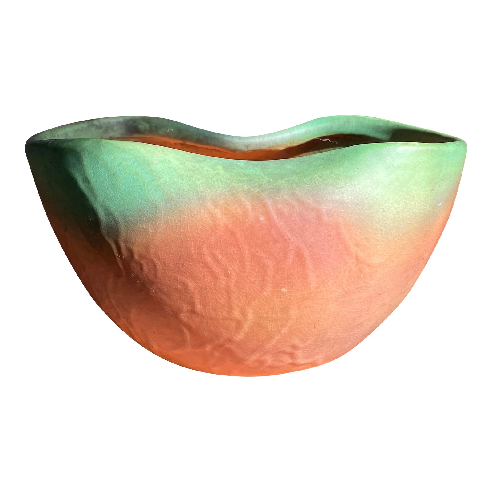 1930s Weller Pottery Muted Orange/Tangerine Bowl With Interior Folded ...