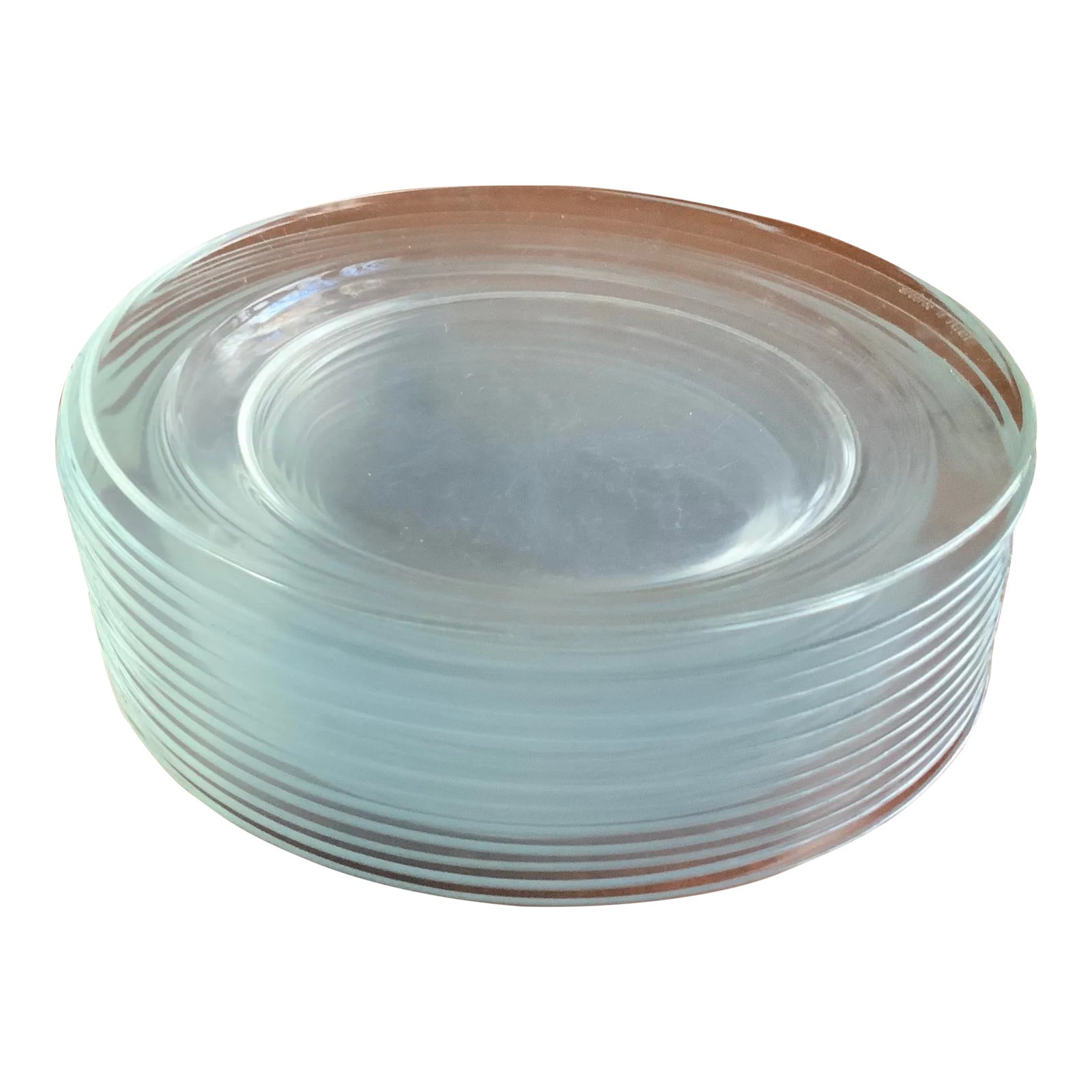 1980s French Glass Plates- Set of 12 | Chairish