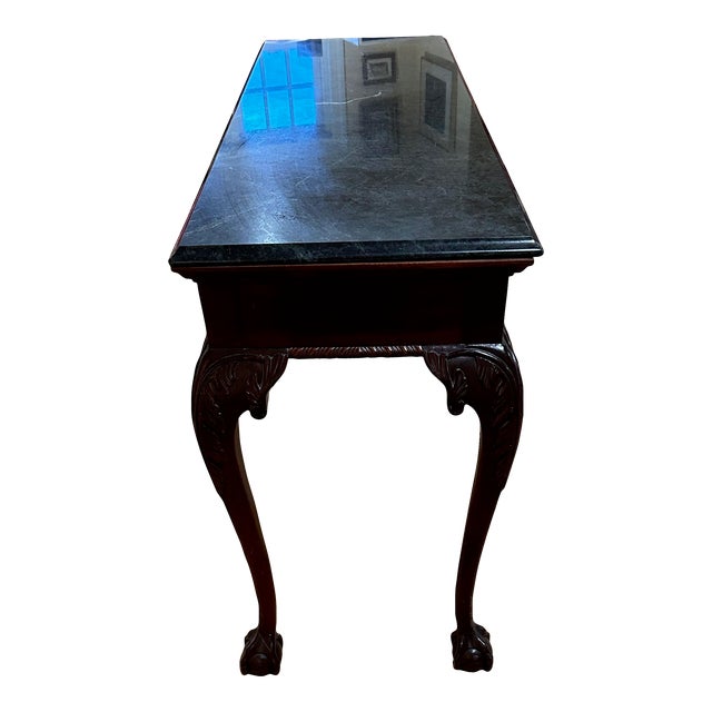 1990s Stickley Carved Mahogany Chippendale Style Ball and Claw Marble ...