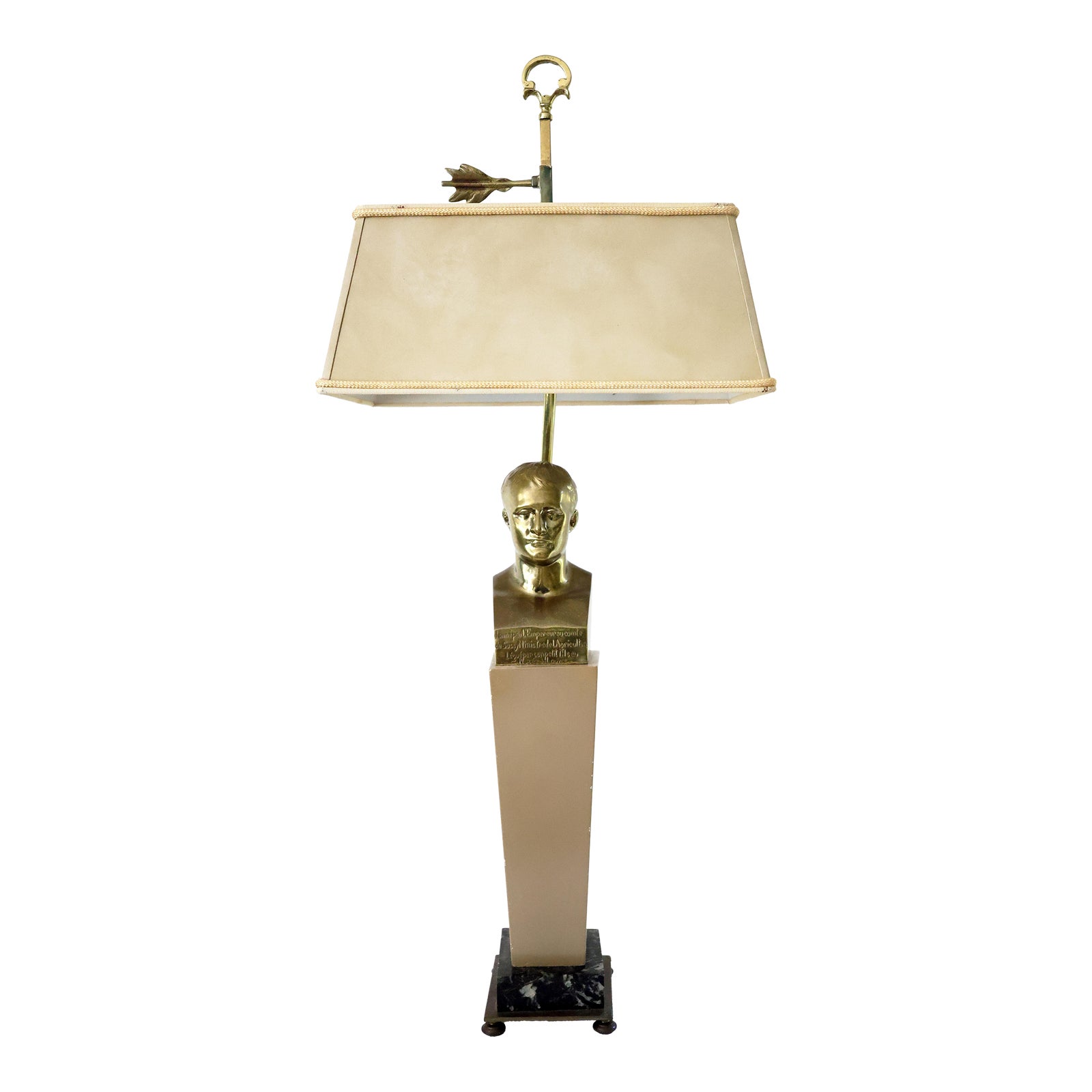 1950s Vintage Empire Brass Bust Lamp With Original Shade and Finial ...