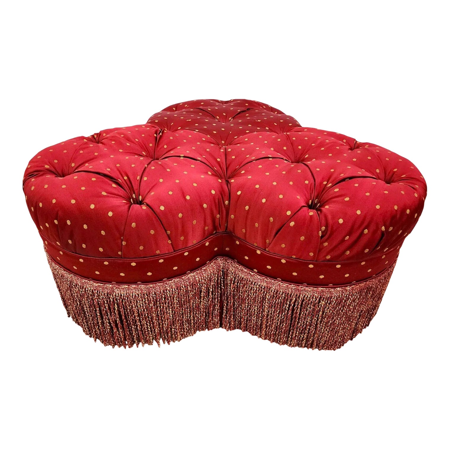 Clover Ottoman Pouf Tufted Hollywood Regency | Chairish
