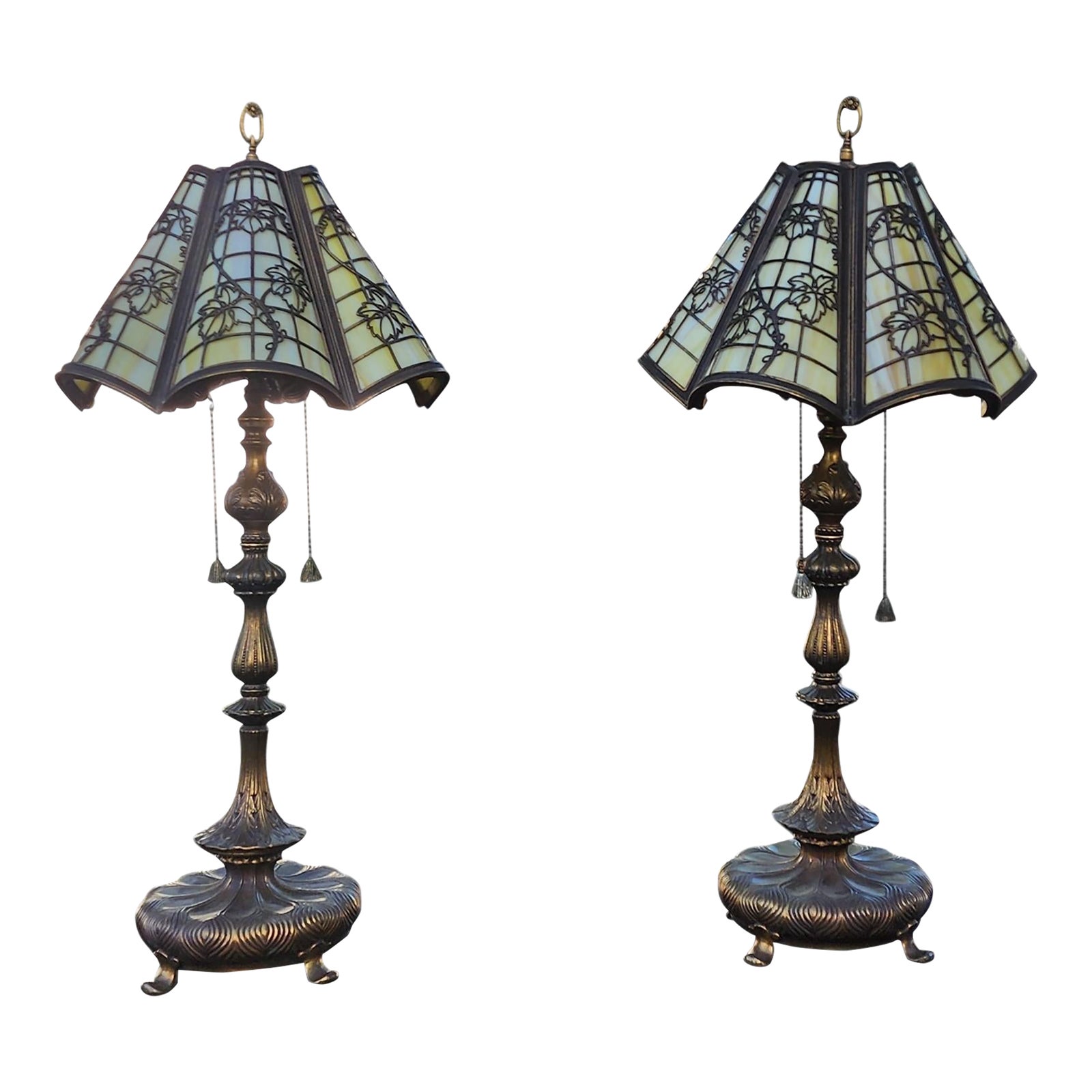 Pair Antique Nunziato "Nick" Paletta Spelter Lamp Fashions Lamps W ...