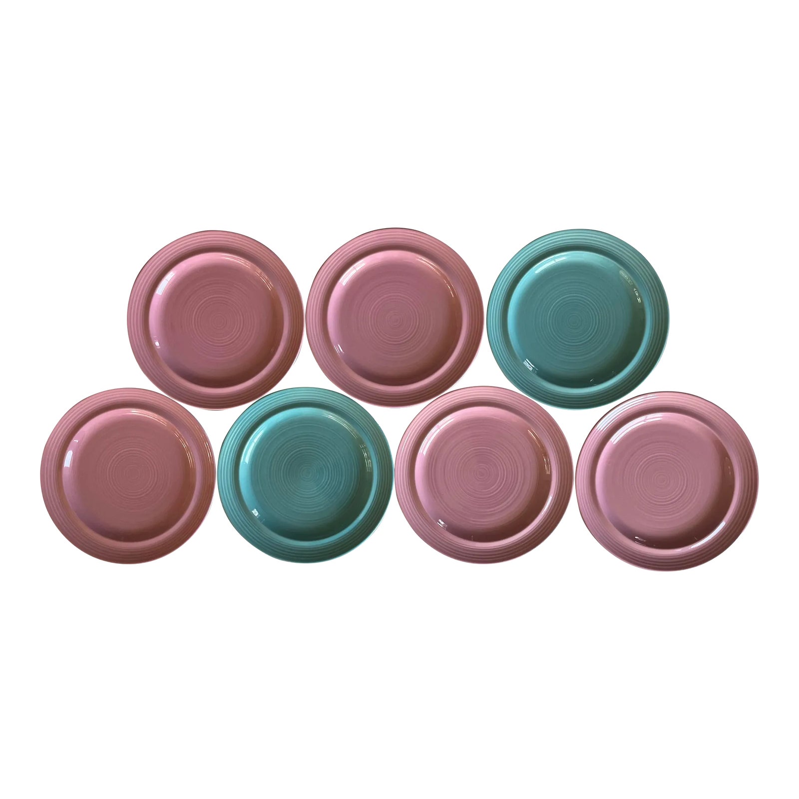 Set of 7 Vintage Furio Stoneware Dinner Plates | Chairish
