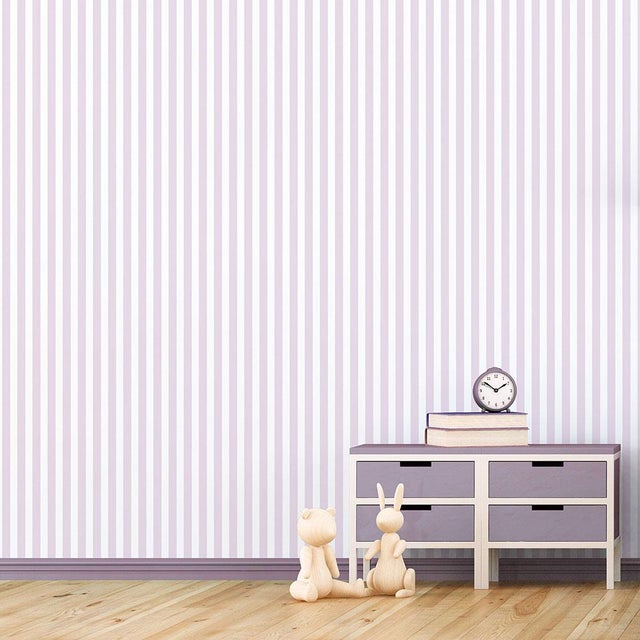 Regency Stripe Wallpaper - Purple - Sample | Chairish