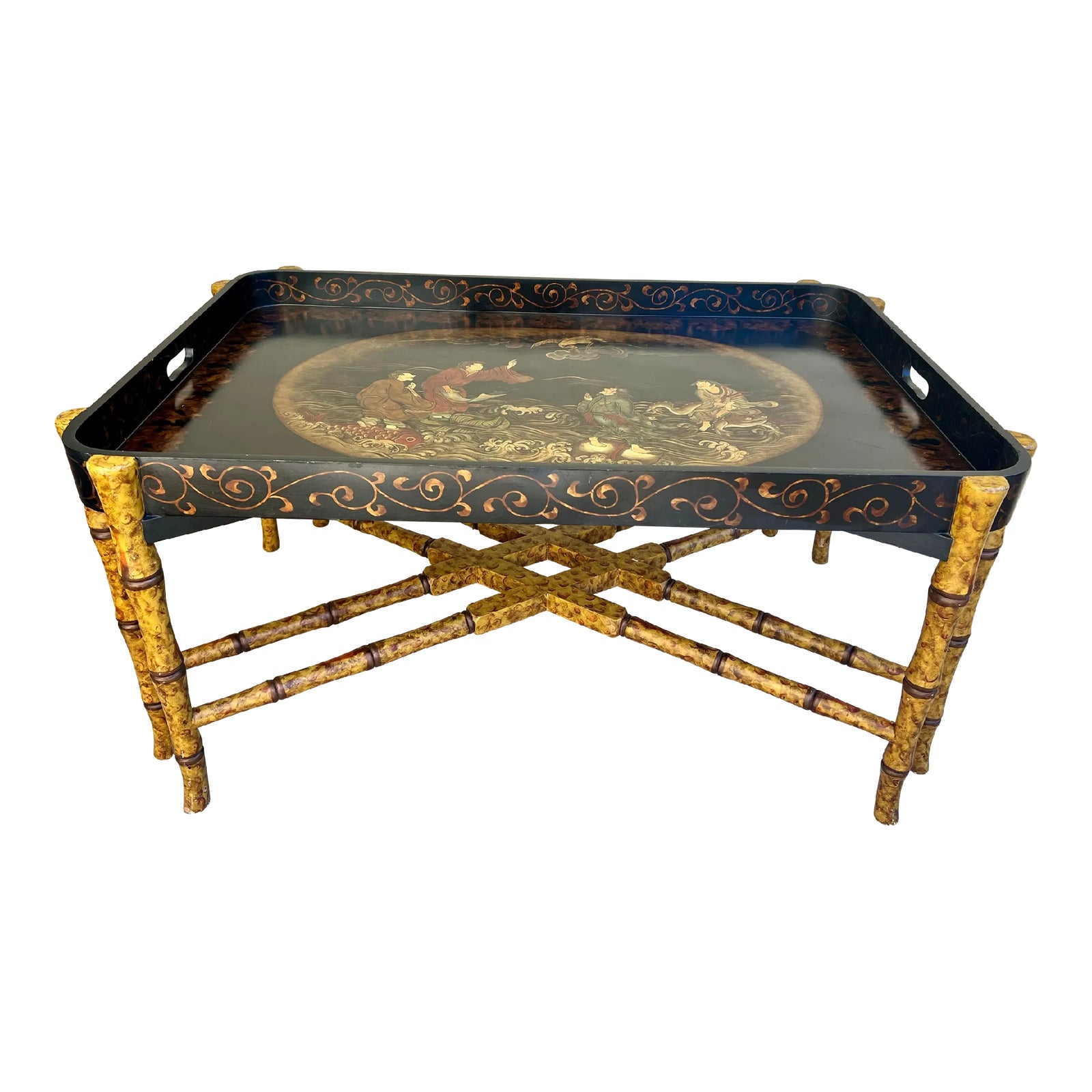 Vintage Monumental Chinoiserie Maitland-Smith Attributed Faux Bamboo ...