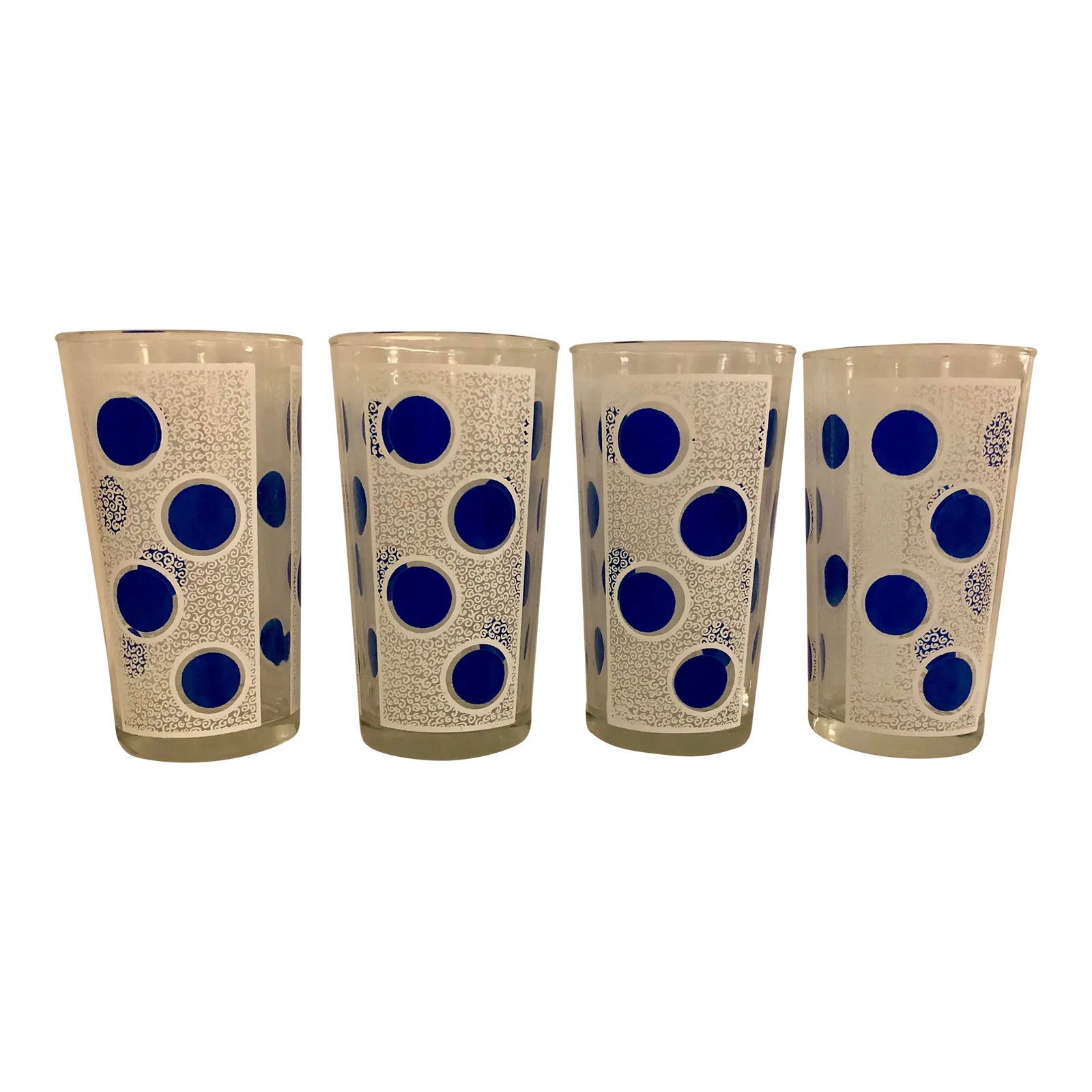 Mid Century Polka Dot Glassware- Set of 4 | Chairish