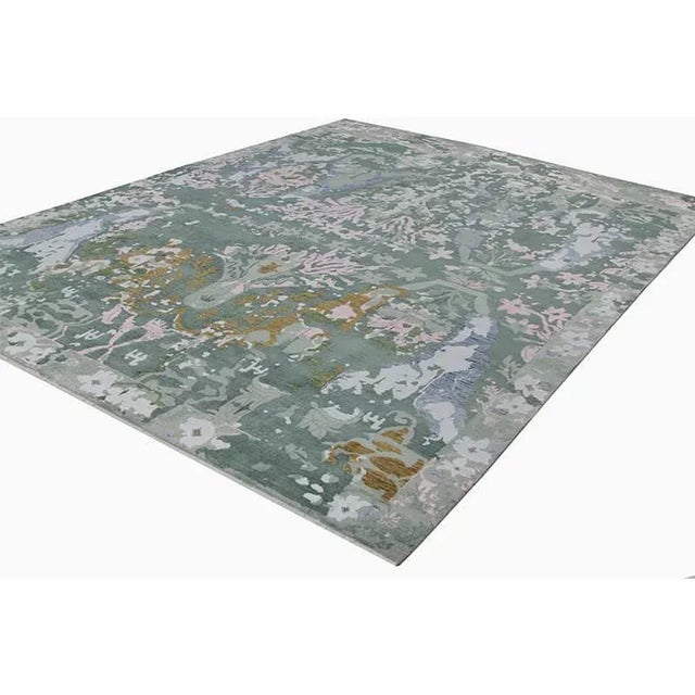 Handwoven Modern Ikat Green/Pink Area Rug 9'1" X 12'3" | Chairish