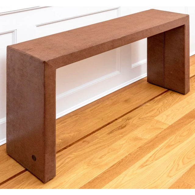 2010's Fendi Casa Chocolate Leather Faux Shagreen Wrapped Parsons ...